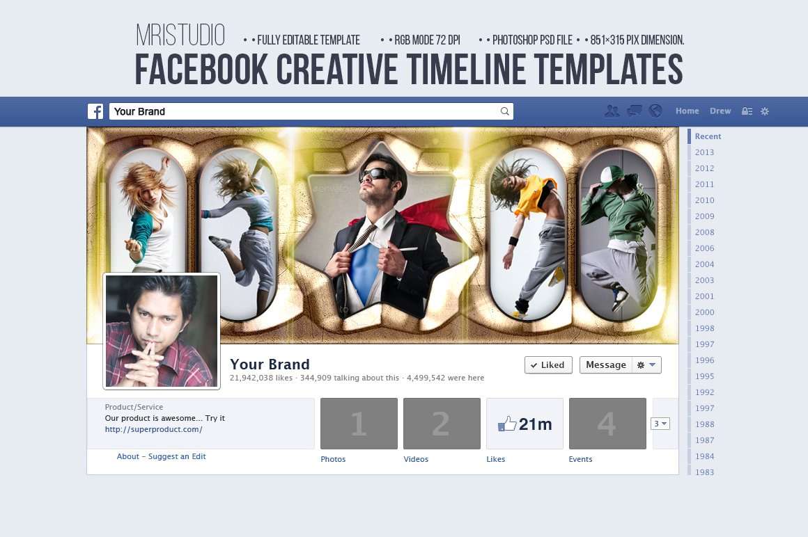 Photoshop Action - Facebook Timeline Timeline Cover Psd