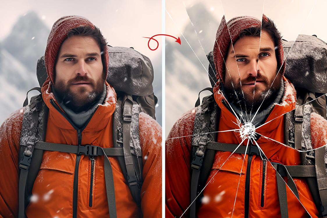 Photoshop Action - Portrait Broken Glass Photo Effect