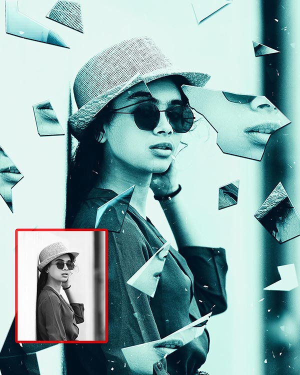 Photoshop Action - Portrait Broken Glass Photo Effect