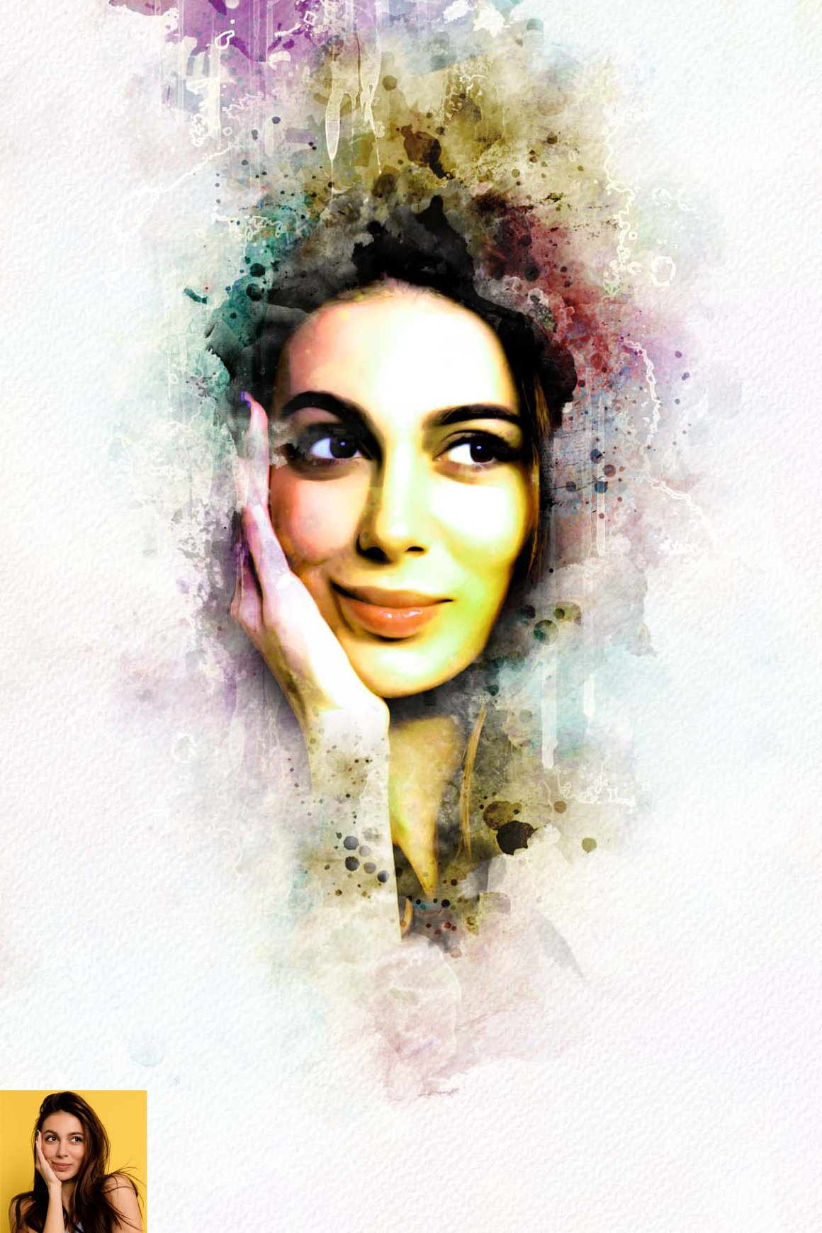 Photoshop Action - Editable Watercolor Painting Effect Template