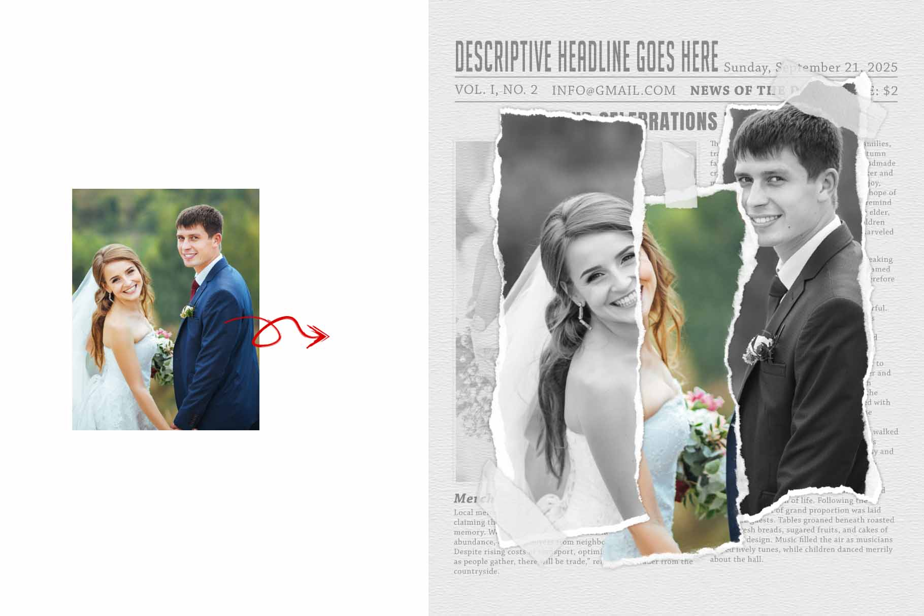 Photoshop Action - Photoshop Torn Paper Cut Photo Template